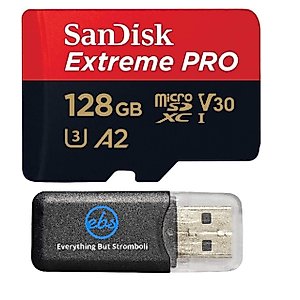 128GB Sandisk Micro SDXC Extreme Pro 4K works with Samsung Galaxy S8, S8 Plus, S8 Note, S7, S7 Edge MicroSD TF Flash Memory Card 128G Class 10 with Everything But Stromboli Card Reader
