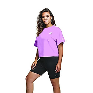 Champion Women's Size Plus Cropped Graphic Tee, Paper Orchid-586788, 1X