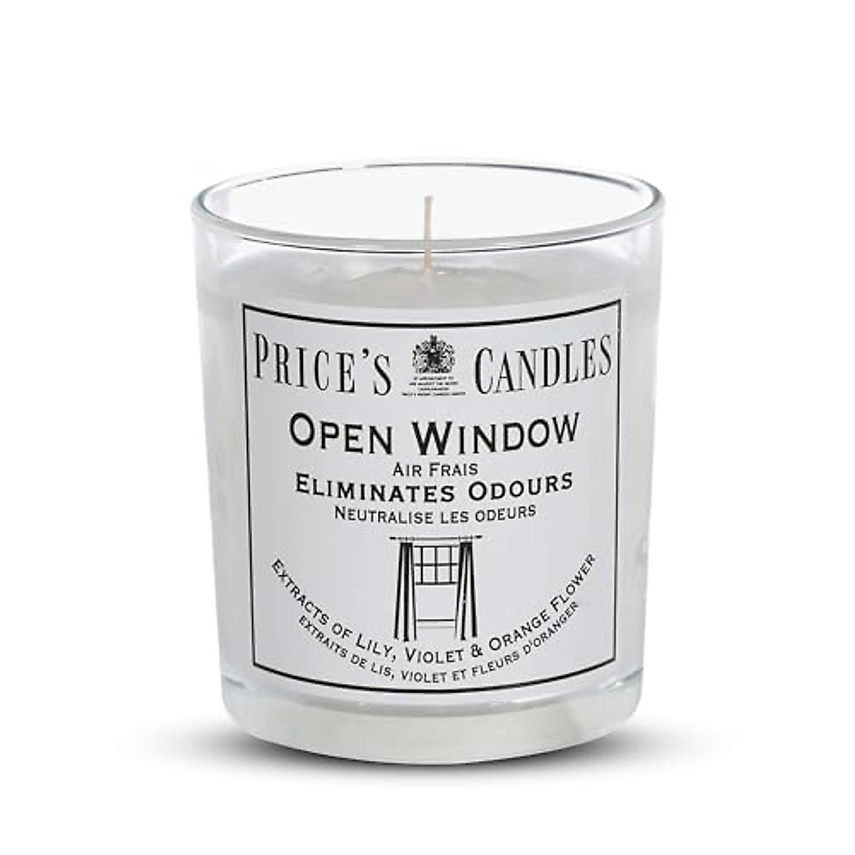 Price's - Open Window Jar Candle - Odour Eliminating Candle - Made with Lily, Violet and Orange Flower Extracts - Clean, Fresh, Quality Fragrance - Long Lasting Scent
