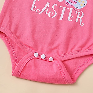 Aslaylme Newborn Girl Easter's Day Clothes Baby Easter Egg Flare Pant Outfit My 1st Easter's Day Bodysuit (Pink-1st,0-3 Months)