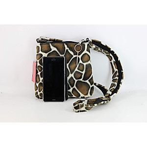 LONI Womens Trendy Animal Print Faux Fur Shoulder Bag/Cross-Body Bag in Giraffe Small