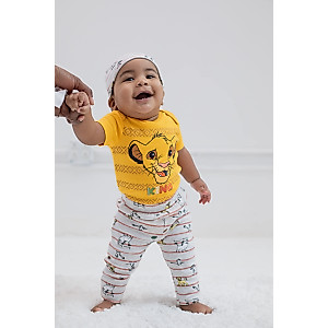 Disney Lion King Simba Infant Baby Boys 3 Piece Outfit Set: Cuddly Bodysuit Pants Hat orange/White 3-6 Months