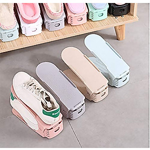 RISETEX Shoe Slots Organizer 20 Pack- Shoe Stacker - Increase Space by 200%,4 Levels Adjustable Double Layer Stackable Shoe Rack,Storage Shoe Organizer Holder for Closet Organization