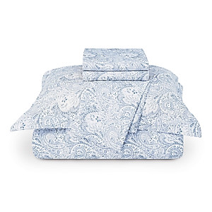 Nestl Duvet Cover 5 Piece Set â€“ Ultra Soft Double Brushed Microfiber Bedding â€“ Paisley Design Comforter Cover, 2 Pillow Shams and 2 Pillowcases - Full/Queen 90â€ x 90â€ - Blue