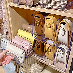 LUGUNU Clear Acrylic Desk File Sorter Purse/Handbag Organizer Clutch Divider Mesh Folder Office Supplies Stand Bookshelf (3 Sections) (2Pack-4Sections)