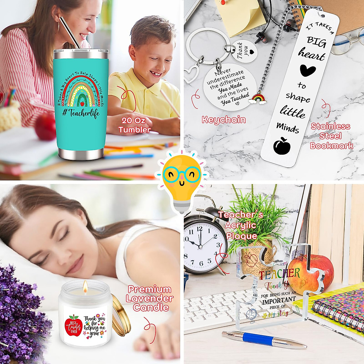 Teacher Appreciation Gifts for Women, Teacher Gifts, Teacher Christmas Gifts, Back to School Gifts, Teacher Birthday Gifts, Retirement, Thank You Gifts for Teachers, 20 OZ Teacher Tumbler Gifts Basket