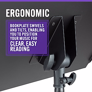 On-Stage SM7211B Professional Grade Folding Orchestral Sheet Music Stand, Black