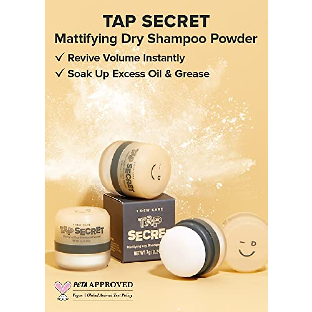 I Dew Care Dry Shampoo - Tap Secret | Gifts, Non-aerosol, Benzene-free, Mattifying Root Boosting Powder, Fuller Looking Hair, No White Cast, Formulated without Gluten, 0.27 Oz