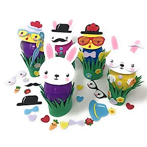 Funiverse Bulk 18 Sets of Easter Egg Decorating Foam Kids Craft Kits (Easter Eggs Not Included) - Over 700 Pieces of No Mess. No Stains