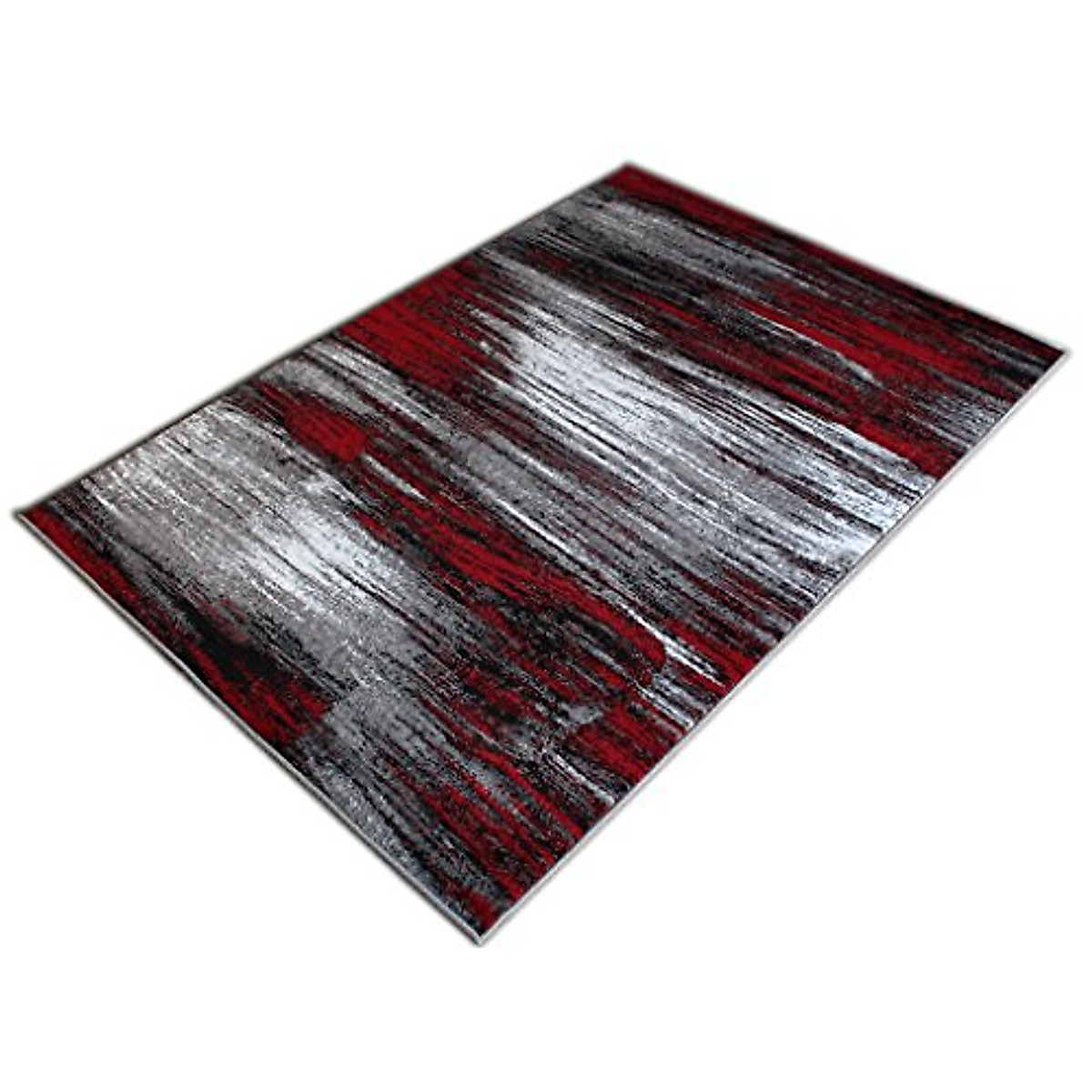 Masada Rugs, Modern Contemporary Area Rug, Red Grey Black (8 Feet X 10 Feet) Large Livingroom, Bedroom, Office Rug