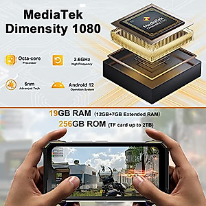 DOOGEE V MAX (2023) 5G Rugged Smartphone, 22000mAh 20GB+256GB Android 12 Rugged Phones Unlocked, 120Hz 6.58" Rugged Cell Phone, Dual Hi-res Speakers, 108MP Main Camera, Night Vision, NFC, OTG