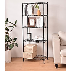 2YOU 5-Shelf Storage Shelves Height Adjustable, Heavy Duty Metal Shelving Unit, Garage Shelving Certified NSF, Steel Wire Rack Organizer for Warehouse/Kitchen/Bedroom, Black (14" DX24 WX59 H)