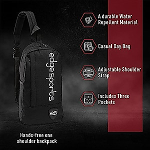 EDGE SPORTS Packable Sling Backpack - Water Bottle Crossbody Sling Perfect for the Gym, Hiking and Travel - Anti Theft Portable Bag (Black)