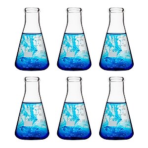 50ml Glass Erlenmeyer Flask Set, Narrow Mouth Graduated Flasks, 3.3 Borosilicate Glass, Ideal for Laboratory, Classroom or Home Use, HUAOU, Pack of 6