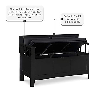 Linon Carlton Padded Bench, 44.5"W x 17"D x 30"H, Black