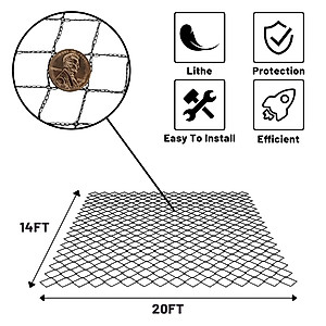 Rainleaf Pond Netting, 14' x 20' Pond Net Cover, Koi Pond Netting for Leaves, Heavy Duty Koi Pond Net Protecting Koi Fish from Herons, Stakes Included