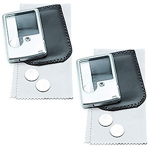 His and Her Pocket Magnifier with Light Bundle - Includes 2 Pocket Magnifying Glasses, Use as 3X Pocket Magnifying Glass with Light, Lighted Magnifying Glass for Reading or 6X Magnifying Lens Loupe