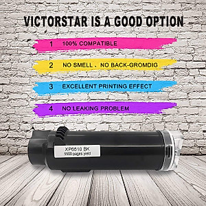 VICTORSTAR 4 Colors Compatible Toner Cartridges 6510 6515 【Extra High Yield】 5500 Pages BK, 4300 Pages CMY for Xerox Phaser 6510n 6510dn 6510dni 6510dnm WorkCentre 6515 6515n 6515dn 6515dni 6515dnm