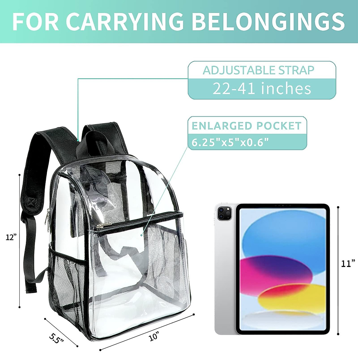 SPODEARS Small Clear Backpack, Stadium Approved 12x12x6 Clear Backpack for Festivals Concert Sports Events Athletic Activities