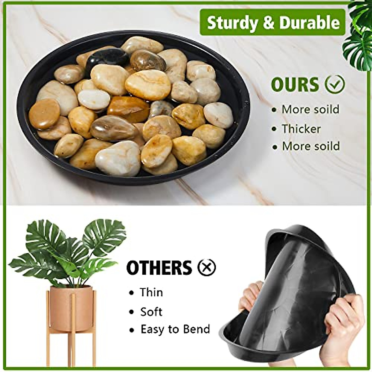 16 Pieces Plant Dish Plastic Plant Tray Round Thick Plant Pot Saucers Sturdy Flower Pot Saucer Black Drip Trays for Plants for Indoor and Outdoor Plants Home Garden (11.8 Inches in Top Size)