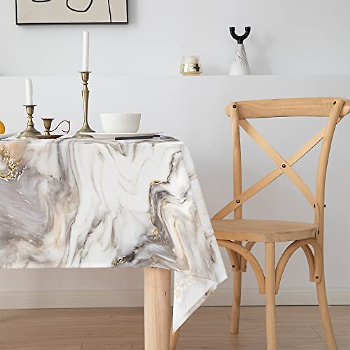 iLiveX Table Cloth - Original Design Art Print Tablecloth - Machine Washable Spillproof Rectangle Table Cover - Indoor Outdoor Party Picnic Patio Spring Summer Decoration - 60"x102" (Marbled)