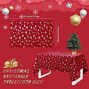 Mixweer Winter Tablecloth Rectangle Snowflake Printed Table Cover Winter Decorations Washable Table Cloth for Dinner Xmas Decor(60 x 84 Inch,Red)