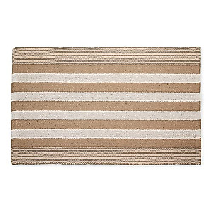 DII Woven Rag Rug Collection Recycled Yarn Cabana Stripe, 2x3', Stone