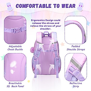 PIG PIG GIRL Kids Backpack for Girls - School Bags for Middle School Students - Book Bag for Elementary Primary School - Purple