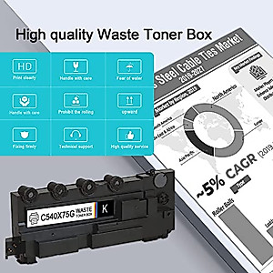 Smart C540X75G Compatible (1 Pack, Black) High Yield Waste Toner Box Replacement for Lexmark C544 and x544 Series Printer