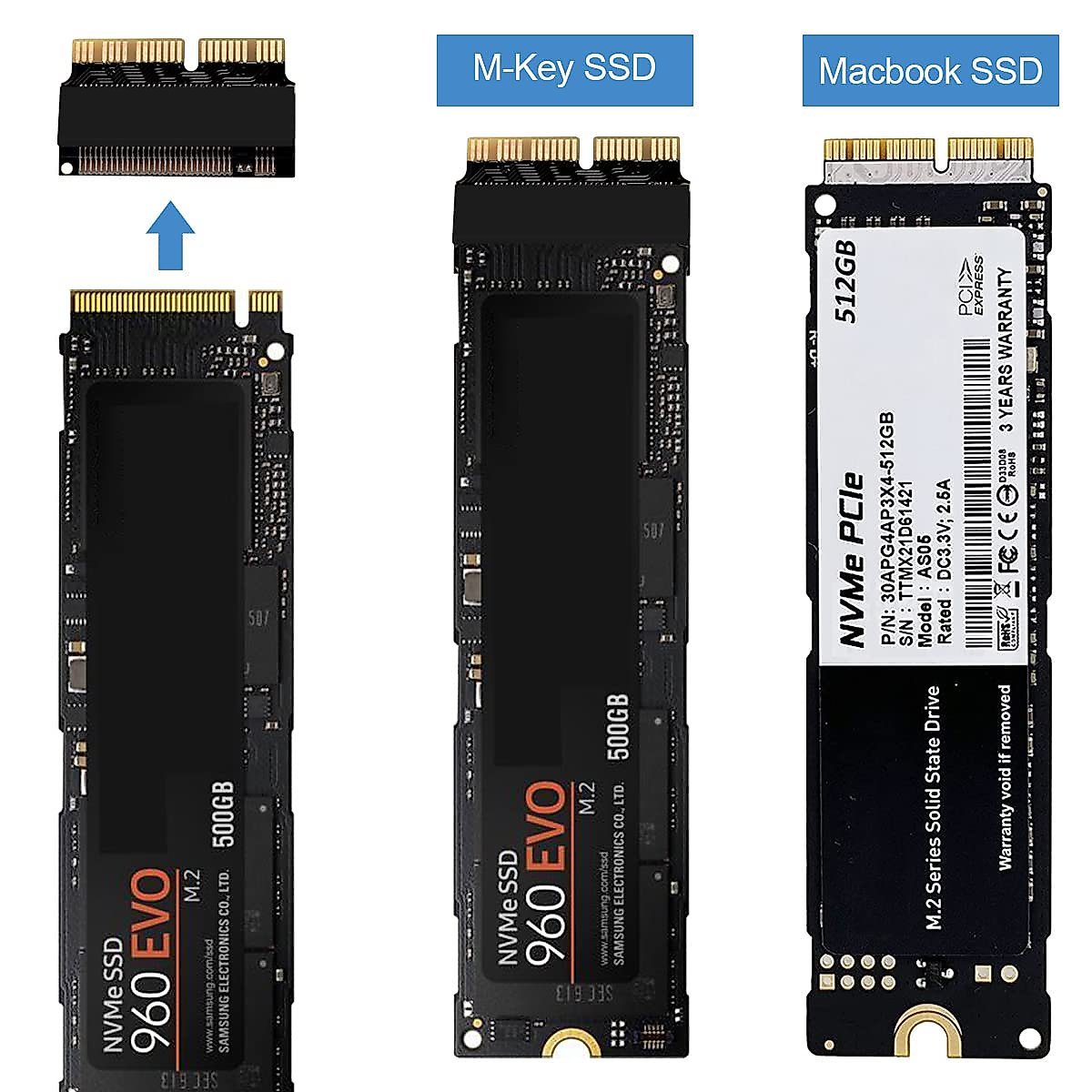 DKARDU NGFF M.2 nVME SSD Adapter Card for MacBook, Upgrade for MacBook 2013-2017 Convert, M.2 PCI-e NVME SSD Replace for MacBook SSD MZ-JPU128T/SD6PQ4M-128G, 2 PCS