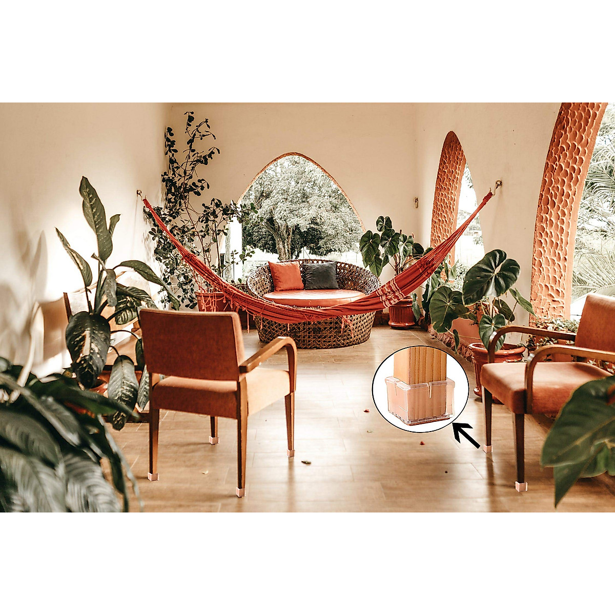 TEKEFT Chair Leg Wood Floor Protectors Flexible Silicone Square 1-1/8" to 1-3/8" Clear (24 pack）