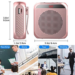 Portable Voice Amplifier for Teachers, 2200mAh Rechargeable Personal Amplifier Mic PA System Headset Microphone with Speaker for Teachers, Training, Meeting, Tour Guide, Yoga, Classroom (Black)