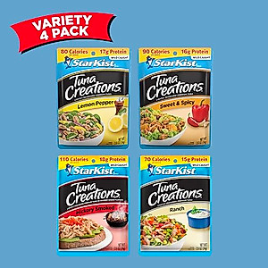 StarKist Tuna Creations, Variety Pack, 4 - 2.6 oz pouch (Total 10.4 Oz) (Packaging May Vary)