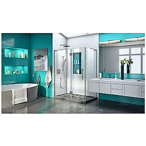 DreamLine Quatra Plus 34 in. D x 58 in. W x 72 in. H Frameless Hinged Shower Enclosure in Satin Black, SHEN-1434580-09