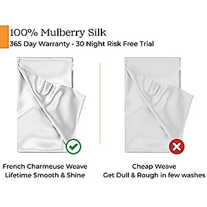 100% Mulberry Silk Pillowcase for Hair and Skin Health, Hidden Zipper, 22 Momme, Both Sides Smooth, Breathable and Natural, Machine Washable, Sleep Mantra (King, Pure White)