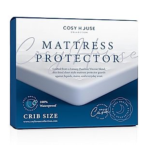 Cosy House Collection Luxury Mattress Protector - Blend of Rayon Derived from Bamboo - Baby Crib Essentials - Ultra Soft Comfort, Stays Cool & Quiet - Premium Fitted Sheet Style (Crib)