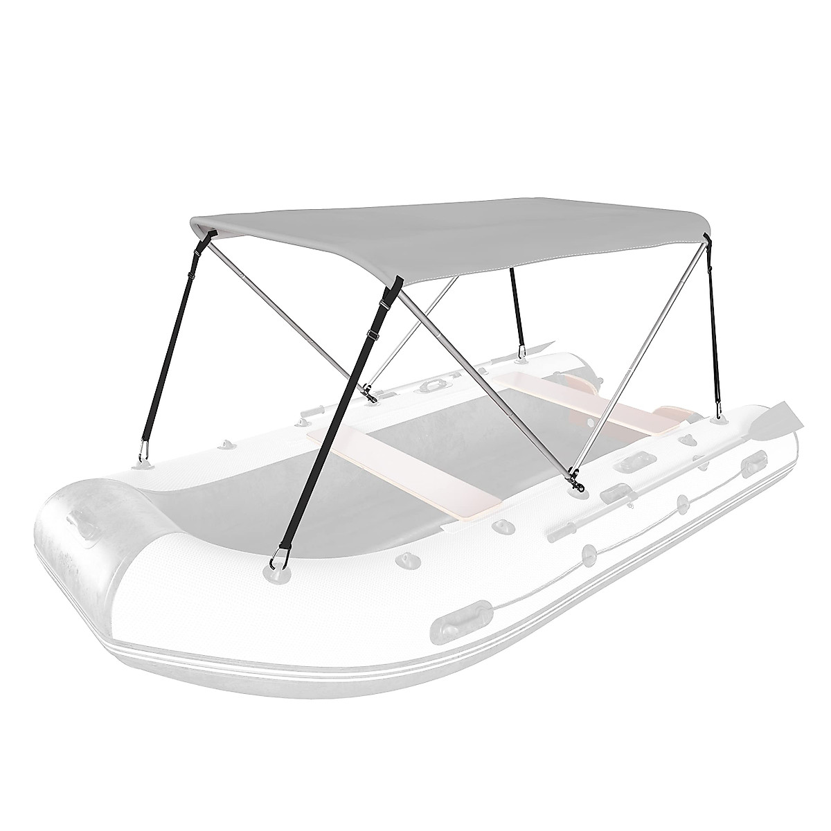 DoCred Foldable Bimini Top Boat Cover Canopy Cover 2Bow Bimini Top(63" L 39‘’-55‘’ W 43.3" H) Suitable for Boats of 3.2-4.5 FT