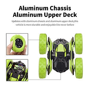 Sugoiti Remote Control Car, Red RC Stunt Car for Kids 4WD Off Road Rechargeable 2.4GHz Double Sided Rotating 360° Flips Vehicles Gift for Boys & Girls Christmas New Year