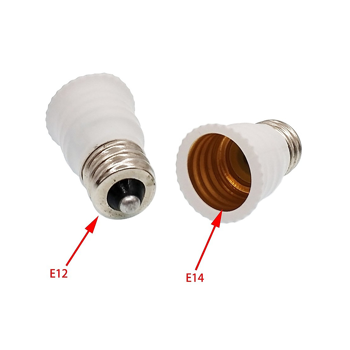 6pcs E12 to E14 Adapter,E12 to E14 Lamp Socket Adapter, Lamp Holder LED Bulb Base Adapter, E12 US Chandelier Base to E14 EU Candelabra Base Converter(6pcs E12 to E14 Adapter)