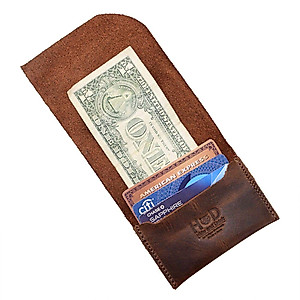 Hide & Drink, Leather Cash & Card Holder/Wallet/Flat Bills/Organizer/Stylish/Minimalist, Handmade Includes 101 Year Warranty :: Bourbon Brown