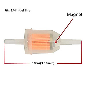 CocoMocart Gas Inline Fuel Filters with magnet for Kawasaki Kohler Briggs & Stratton John Deere 1/4 Inch x 5/16 Inch (Pack of 10)