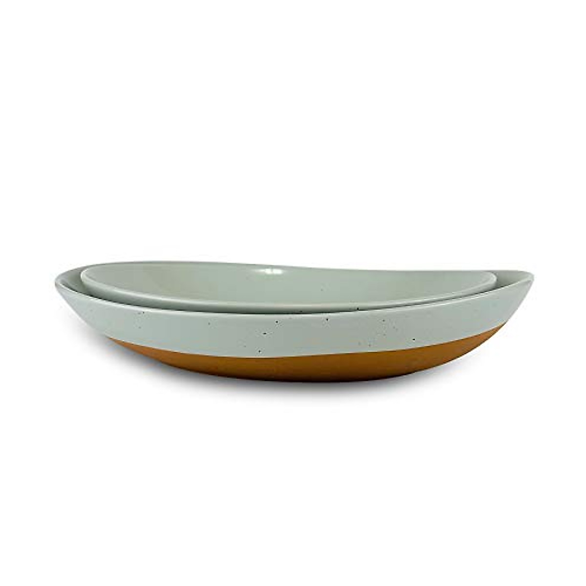 Mora Ceramic Large Serving Bowls- Set of 2 Oval Platters for Entertaining. Modern Kitchen Dishes for Dinner, Fruit, Salad, Turkey, etc. Oven, Dishwasher Safe, 55/35 oz, 13.5" / 11.8" - Earl Grey