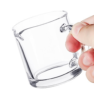 Espresso Cups Set of 2, 4 OZ Double Spouts Cups, Espresso Shot Glasses, Milk Cup with Handle, Clear Glass, Espresso Accessories for Espresso Machine