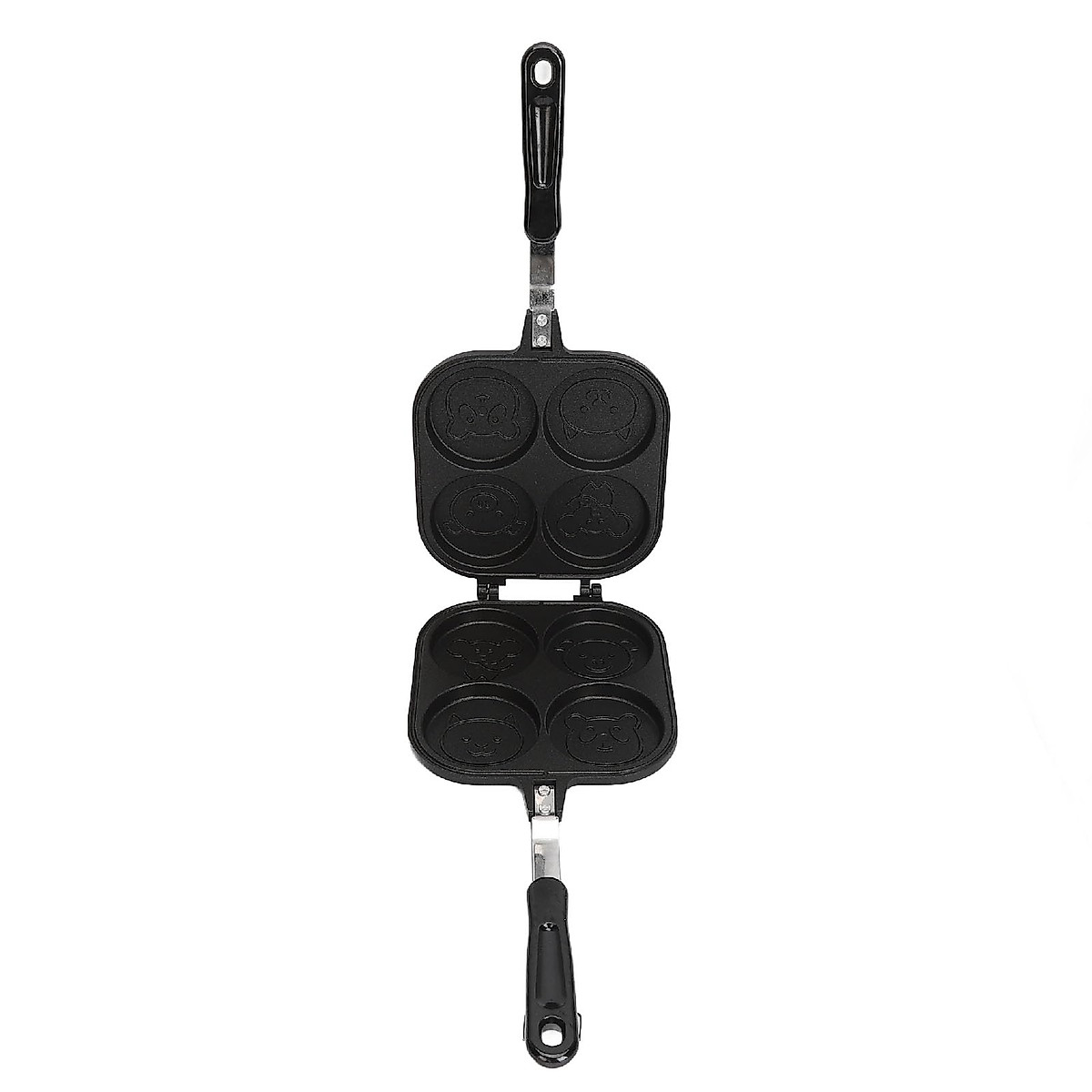 Fockety Double Sided Frying Pan, Sandwich Pancake Pan Non Stick Pan, Easy to Flip Pan with Anti Burn Handle, Grill Pan for Barbecue Grill Pot, Double Pan for Omelets, Wheel Pie Bread Egg