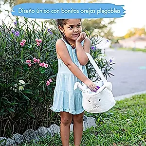 Homarden Plush Bunny Storage Baskets - Foldable Ears Candy Bag Easter Egg Basket - Bunny Basket for Kids - Toy Storage and Candy Bucket for Easter Egg Hunt Play Time or Kids Birthday Party