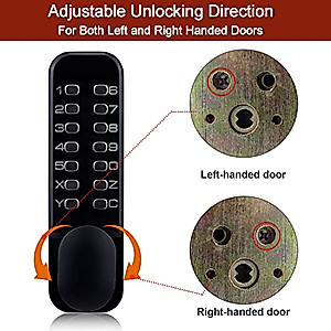 Keyless Entry Door Locks with Keypads Deadbolt, Mechanical Combination Latch Door Lock with Handle, Waterproof Keyless Sliding Door Lock, Digital Code Gate Front Door Lock Set with Door Knob (Black)