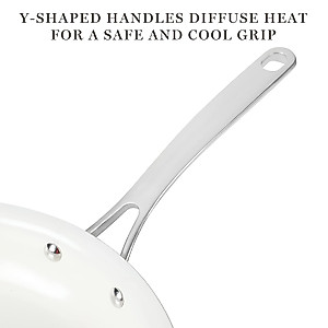 Martha Stewart Lockton Premium Nonstick PFA Free Ceramic Interior 10 Piece Enamel Heavy Gauge Aluminum Pots and Pans Cookware Set - Red