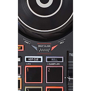 HERCULES AMS-DJC-INPULSE-200 DJControl Inpulse 200 2-Channel DJ Controller for DJUCED Bundle with Bytech Stereo Headphones DJ Style Headset (White)