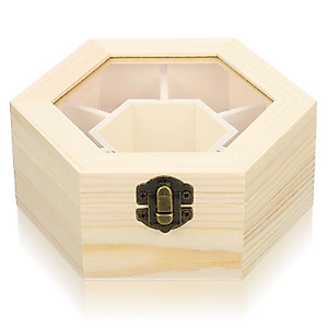 Wooden wood treasure box Jewelry Box DIY Hexagon Shape Jewelry Organizer Jewelry Case for Earrings Necklace unfinished jewelry box Jewelry wooden jewelry box