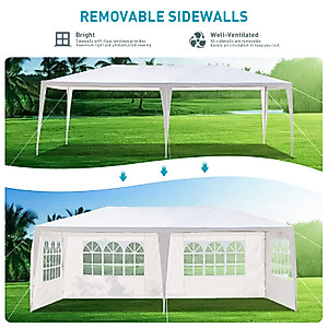 10'x20' Outdoor Party Tent, Large Wedding Birthday Tents for Parties, White Canopy Tent with 4 Removable Sidewalls & Transparent Windows, Outside Gazebo Event Tent for Garden, Patio and Backyard